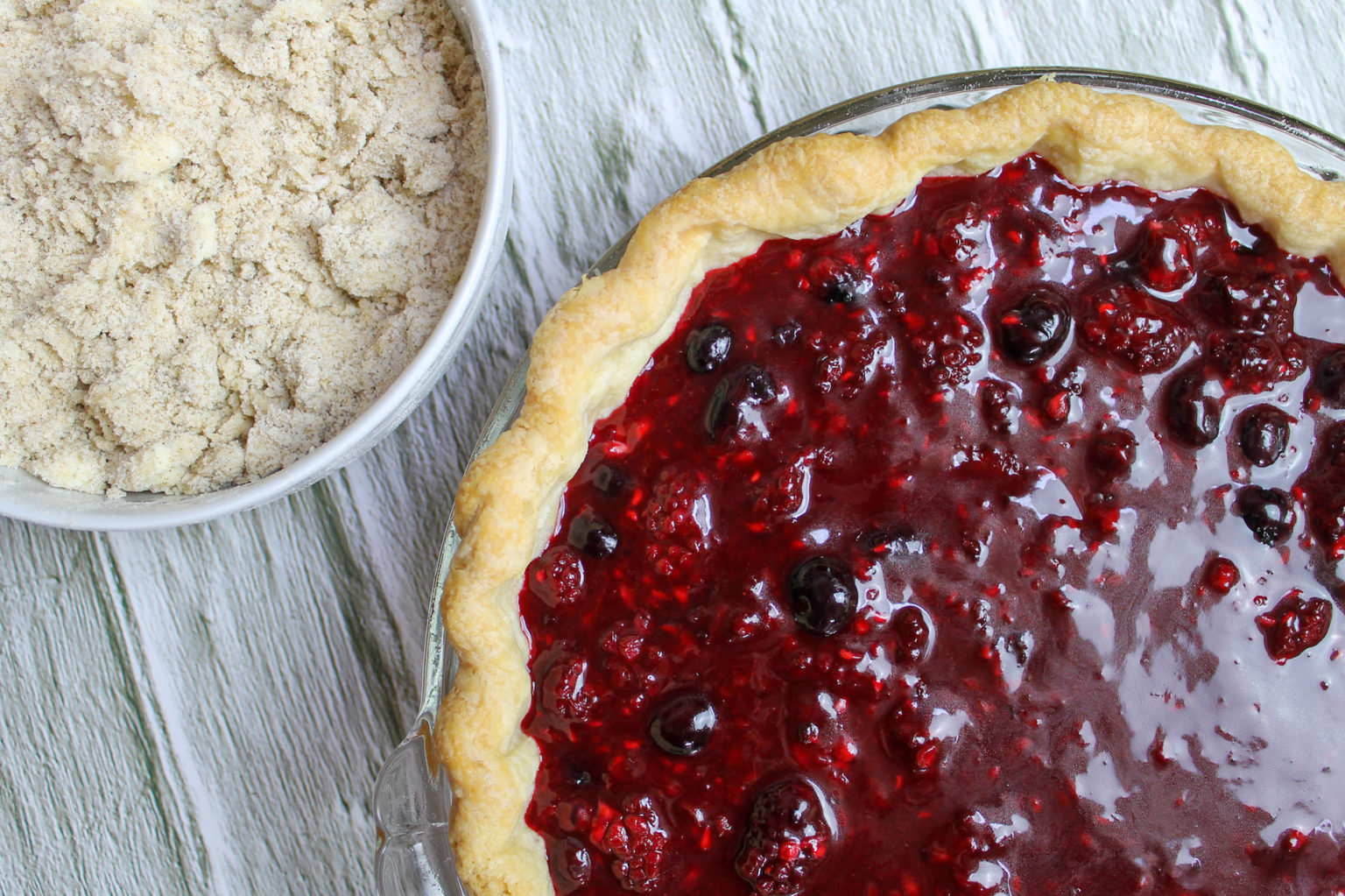 Triple Berry Pie with Cardamom Crumb - Kitchen-by-the-Sea