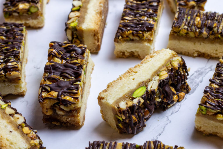 Sticky Shortbread Nut Bars - Kitchen-by-the-Sea
