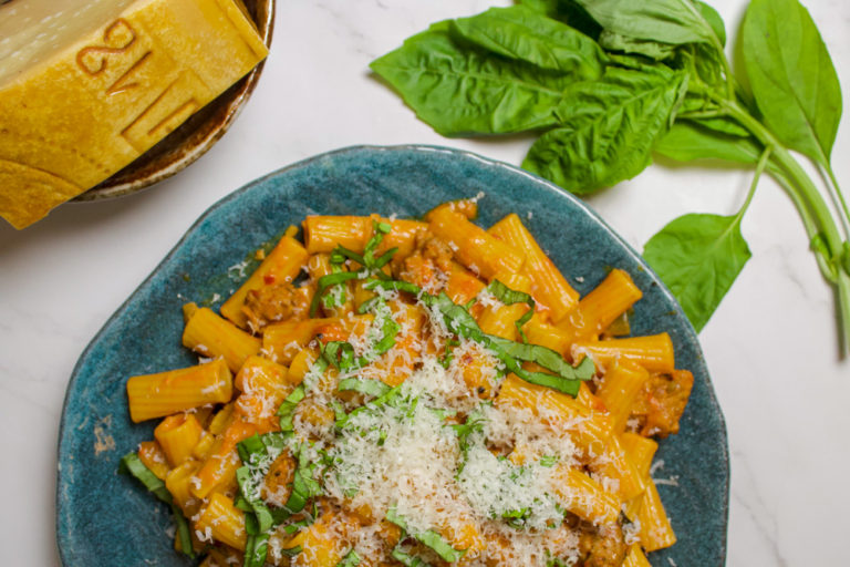 Spicy Rigatoni with Sausage - Kitchen-by-the-Sea
