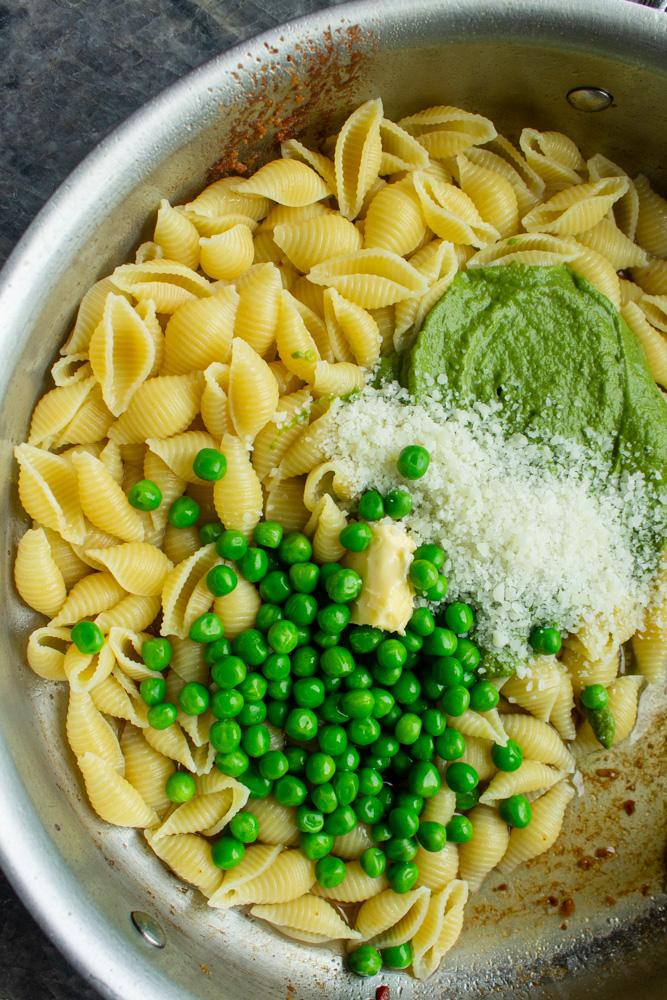 Pea Pasta with Prosciutto - Kitchen-by-the-Sea